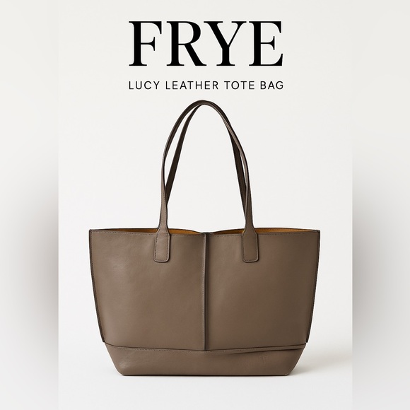 Frye | Bags | Frye Lucy Leather Tote Bag Taupe Shoulder Purse Double ...